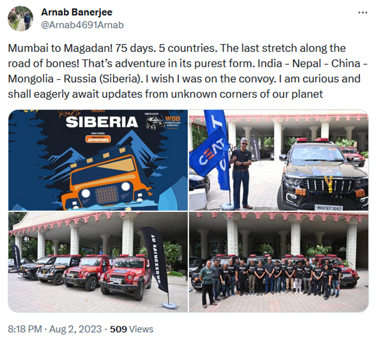 Indians Drive from Mumbai to Magadan