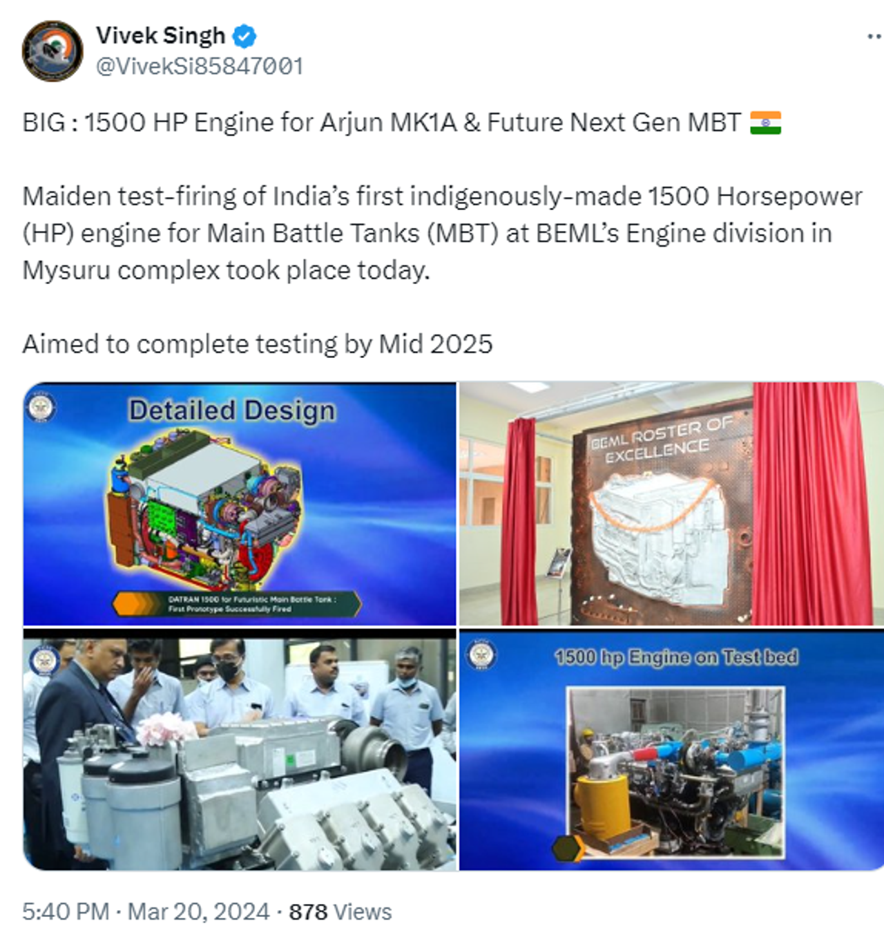 India's First Indigenously-Made Military Tank Engine Successfully Test ...