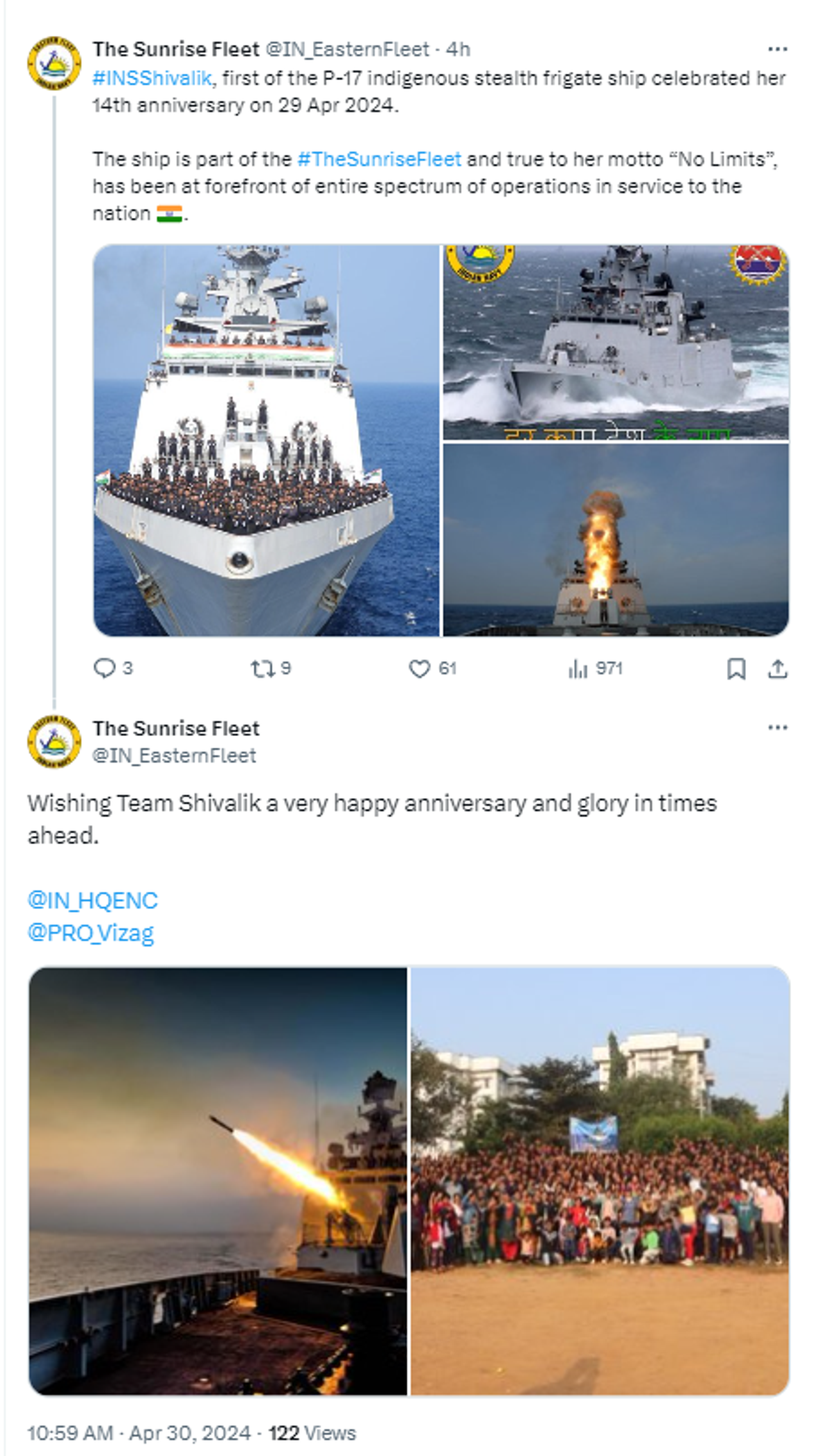 India's First Stealth Warship, INS Shivalik, Commemorates 14th Anniversary